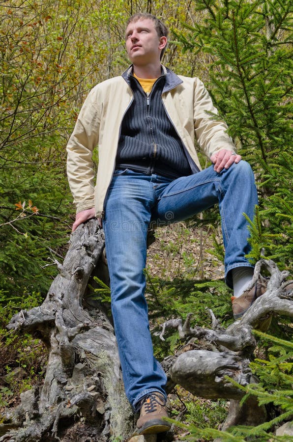 Active Man Exploring the Mountains Stock Image - Image of active ...