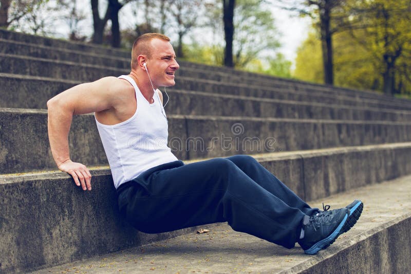 Active Man in Park Exercise. Stock Image - Image of training, adult ...