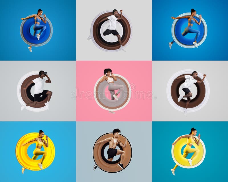 Active Millennials Participating in Sports Against Vibrant Backdrops ...