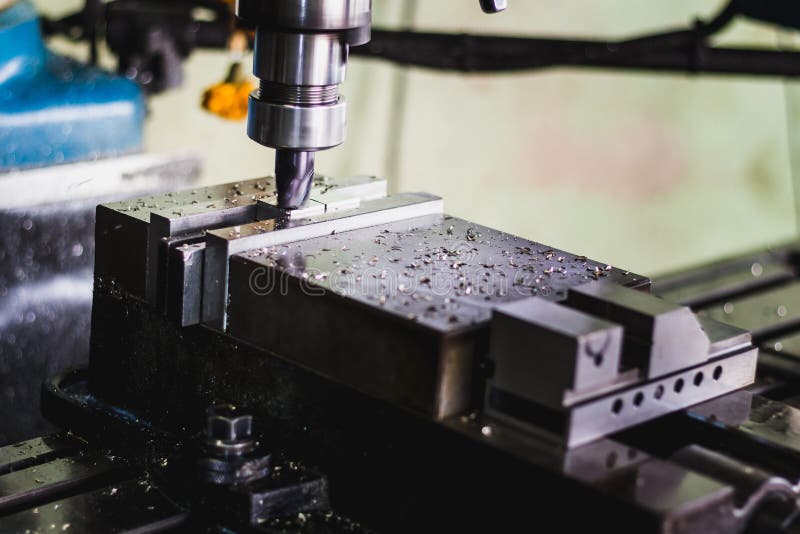 Active Milling Machine during Processing Part of Engine Stock Image ...