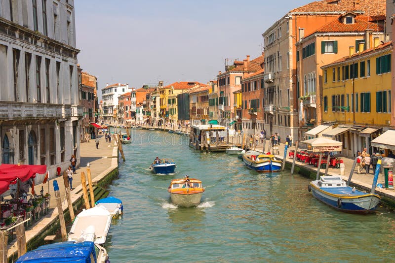 Active Movement on a Canal in Sunny Spring Day,Venice, Italy Editorial ...
