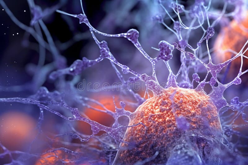 Neuronal Networks in the Brain, Active Nerve Cells, 3D Illustration ...