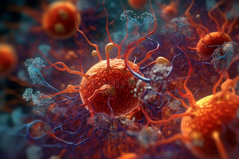 Active Nerve Cells in the Brain, 3D Visualization Stock Illustration ...