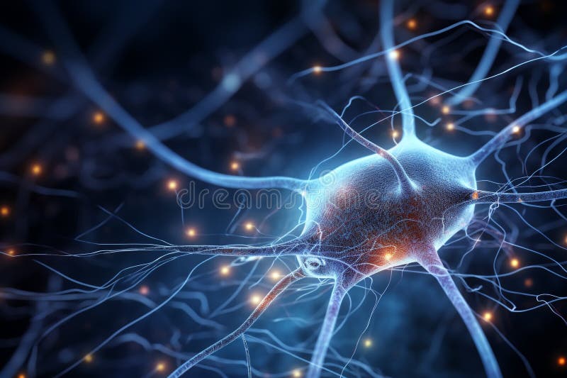 Active Nerve Cells.Human Brain Stimulation or Activity with Neuron ...
