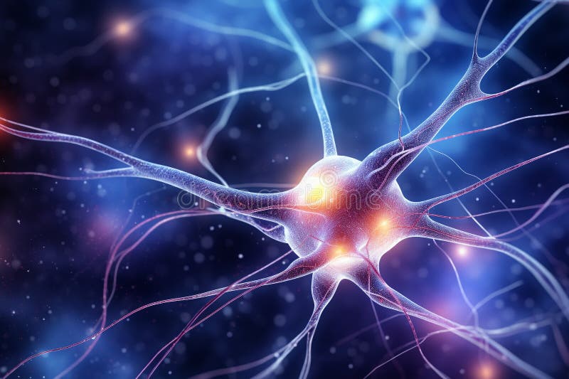 Active Nerve Cells.Human Brain Stimulation or Activity with Neuron ...