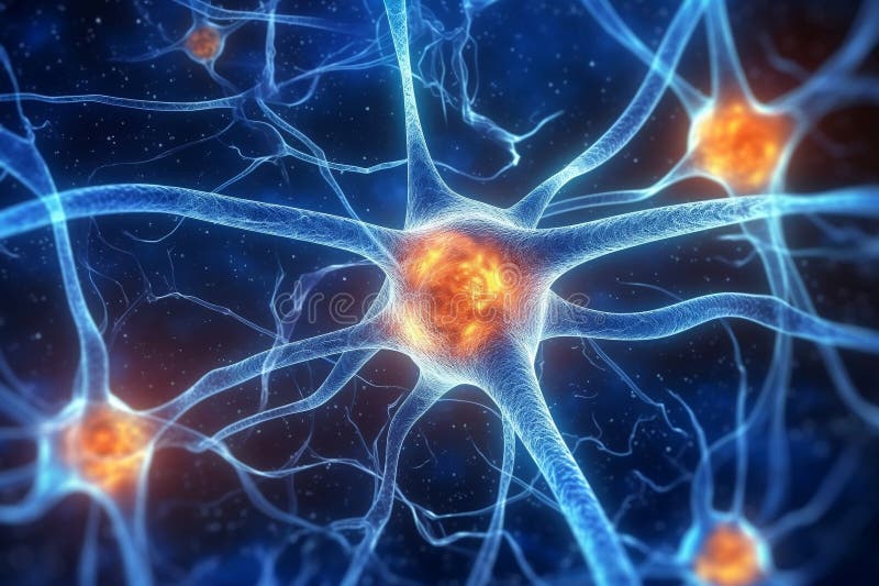 Active Nerve Cells Neuronal Network with Electrical Signals. Generative ...