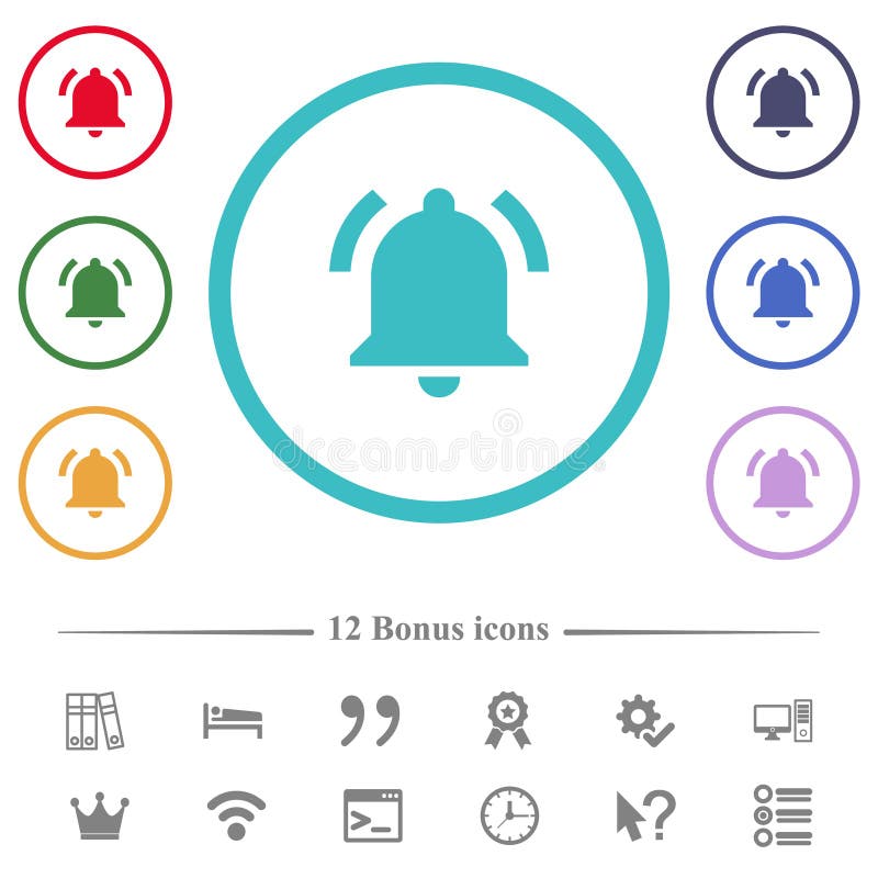 Active Notification Flat Color Icons in Circle Shape Outlines Stock ...