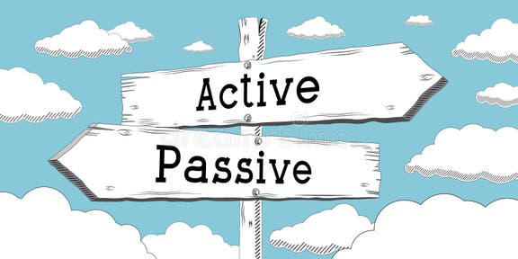 Active, Passive - Outline Signpost with Two Arrows Stock Illustration ...