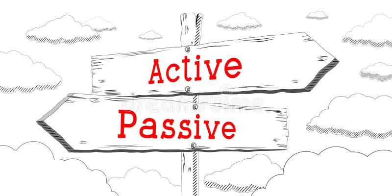 Active, Passive - Outline Signpost with Two Arrows Stock Illustration ...