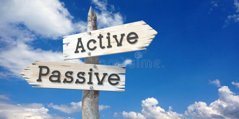 Active, Passive - Wooden Signpost with Two Arrows Stock Illustration ...