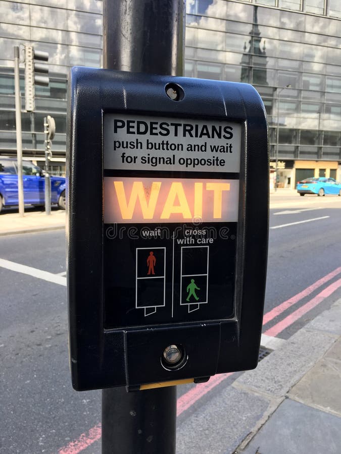 Pedestrian Wait Sign stock photo. Image of zebra, london - 6422174