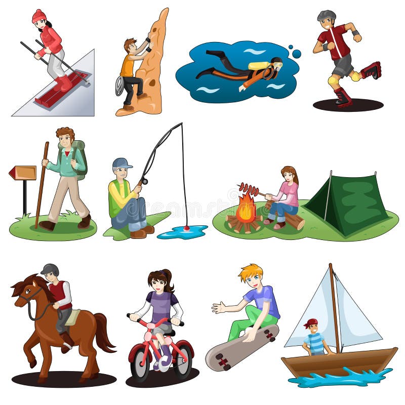 Active People Doing Outdoor Activities Stock Vector - Illustration of ...