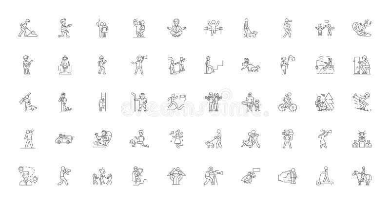 Active People Ideas, Linear Icons, Line Signs Set, Vector Collection ...