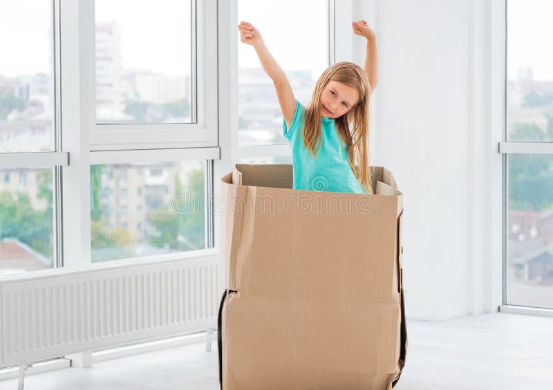 Little Girl Dancing in the Box Stock Photo - Image of dancing ...