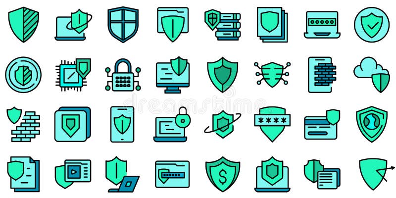 Active Protection Icons Set Line Color Vector Stock Vector ...