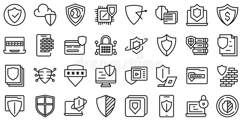 Active Protection Icons Set Outline Vector. File Firewall Stock Vector ...