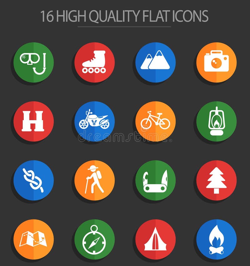 Active Recreation 16 Flat Icons Stock Vector - Illustration of kerosene ...