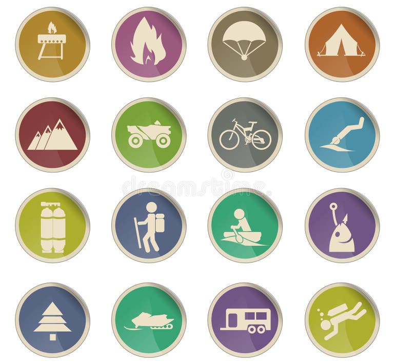 Active recreation icon set stock vector. Illustration of tent - 123625758