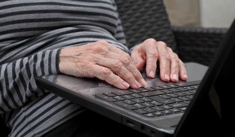 Active Retirement, Senior Woman and Laptop Stock Photo - Image of ...