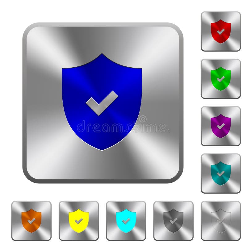 Active Security Rounded Square Steel Buttons Stock Vector ...