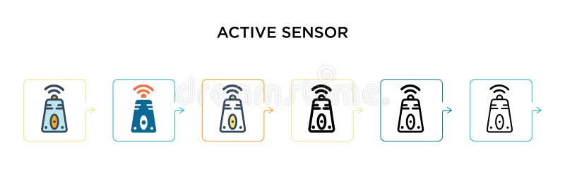 Active Sensor Vector Icon in 6 Different Modern Styles. Black, Two ...