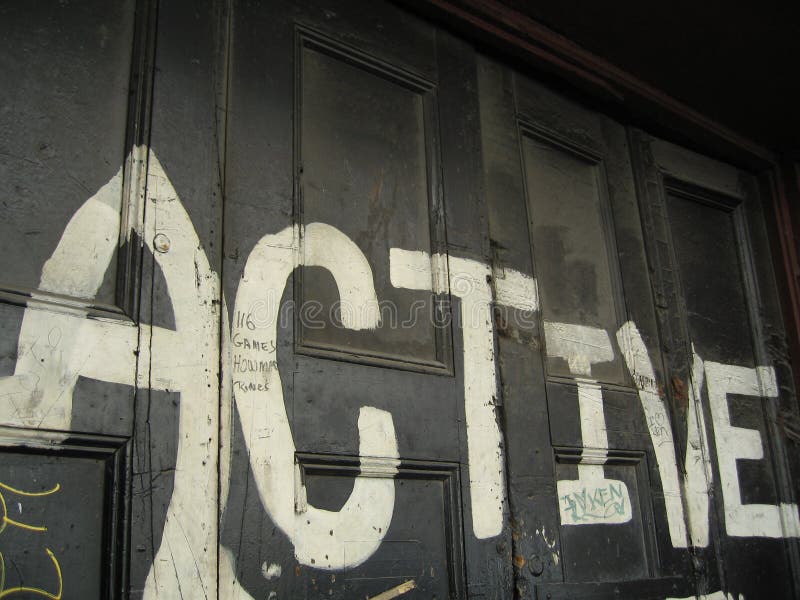 Active sign on building stock photo. Image of black, illustrated - 660900