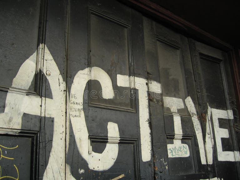 Active sign on building stock photo. Image of black, illustrated - 660900