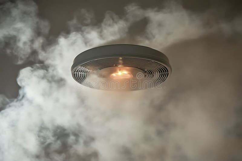 Active Smoke Detector Alerting with Flashing Light and Smoke in Action ...