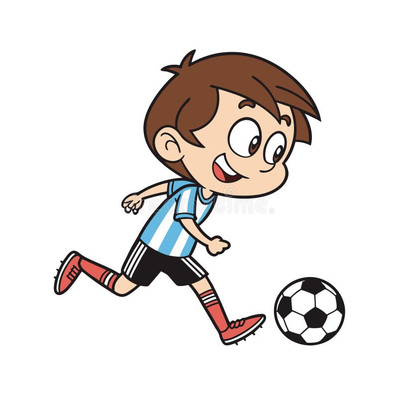 Active Soccer Boy on Field stock vector. Illustration of cartoon ...