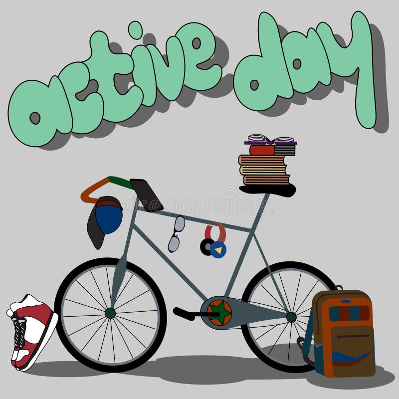 Active Sports Day with Objects Stock Vector - Illustration of textbooks ...
