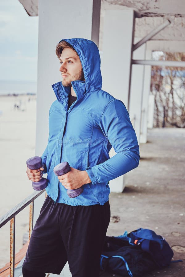 Active Student is Doing Exercises with Dumbbells Stock Photo - Image of ...