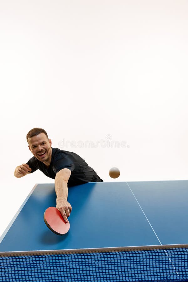Active Table Tennis Photo Shot. Young, Fit Man, Player Executing Strong ...