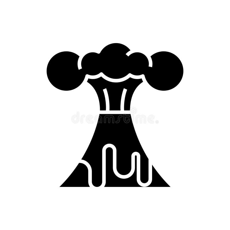 Active Volcano Black Icon, Concept Illustration, Vector Flat Symbol ...