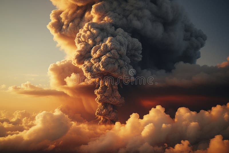 An Active Volcano with Clouds of Smoke Stock Illustration ...