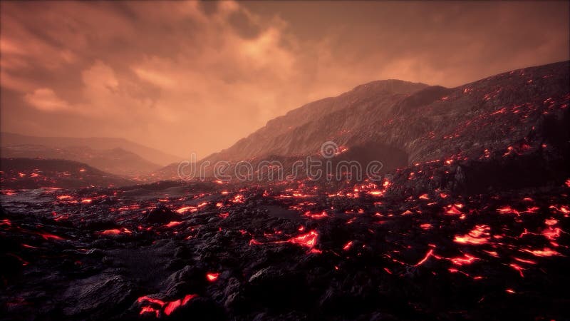 Active Volcano Eruption and Lava Flow in Volcano Stock Photo - Image of ...