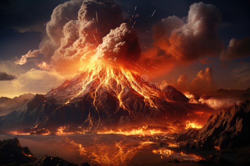 Active Volcano Eruption, Natural Disaster Stock Photo - Image of ...