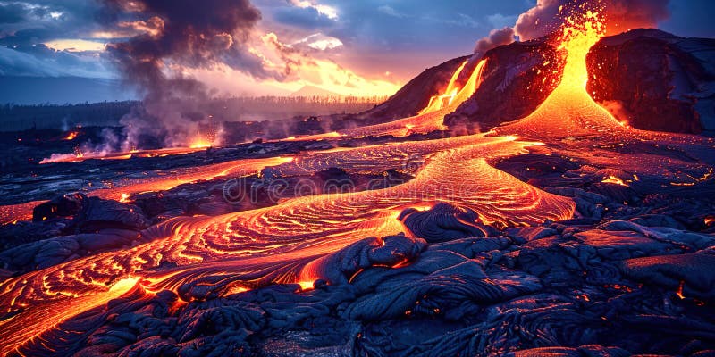 An Active Volcano with Lava Stock Image - Image of crater, smoke: 332023773