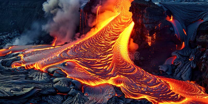 An Active Volcano with Lava Stock Photo - Image of volcano, mountain ...