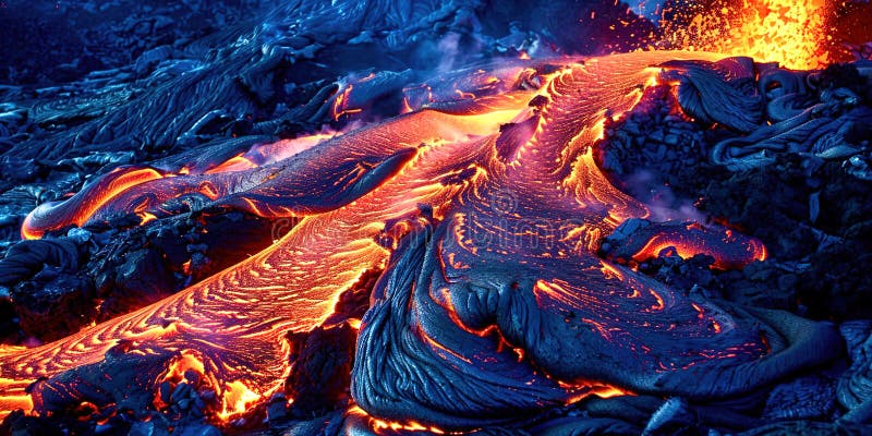An Active Volcano with Lava Stock Photo - Image of erupting, light ...