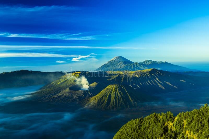 Mount Bromo with Mist and Fog Stock Photo - Image of java, damage ...