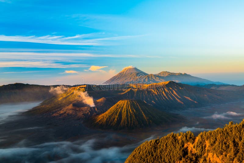 Mount Bromo with Mist and Fog Stock Photo - Image of java, damage ...