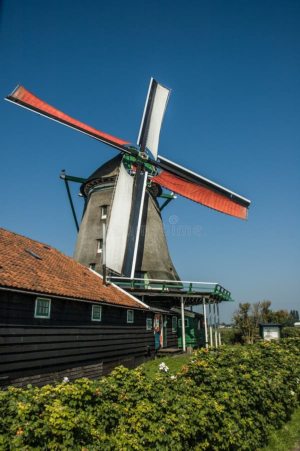 Active Windmill in a Sunny Day, Netherlands Stock Image - Image of ...