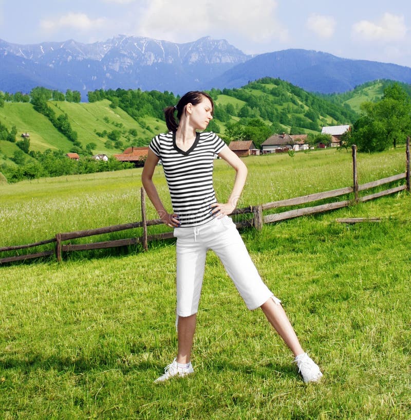 Active woman stock image. Image of exercise, park, meadow - 15123463
