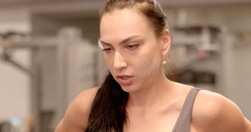 The Active Woman Focused after Exercising in Gym with Dedication Determination Stock Photo ...