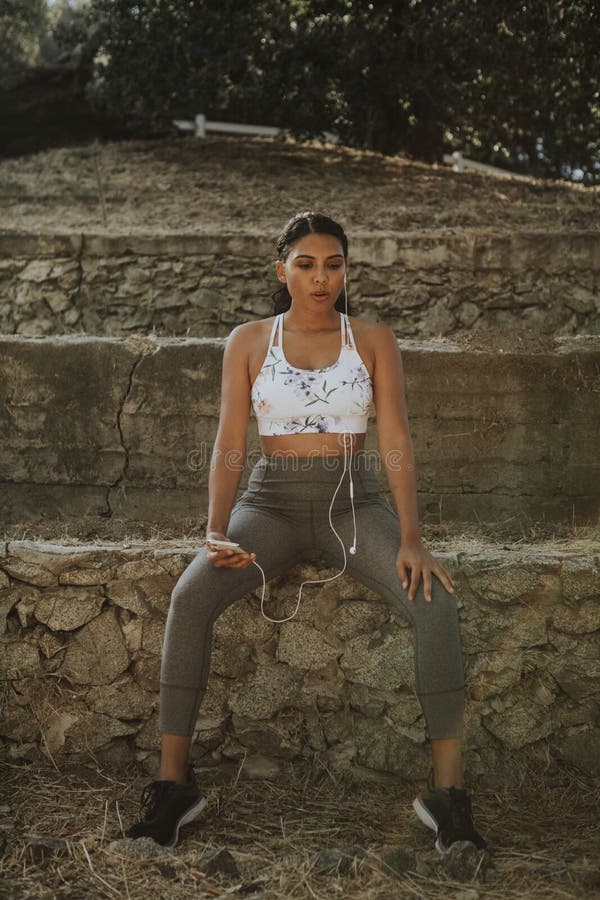 Active woman taking a rest stock image. Image of outdoors - 126610731