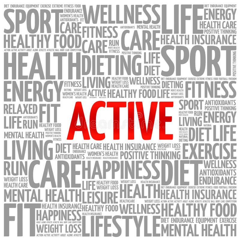 ACTIVE word cloud stock illustration. Illustration of endurance - 199114842