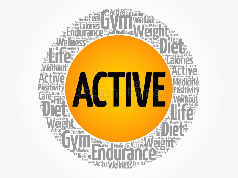 ACTIVE word cloud stock illustration. Illustration of medicine - 200329542