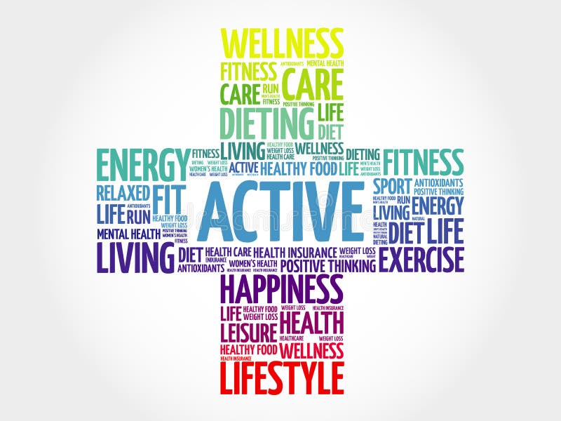 ACTIVE Word Cloud, Fitness, Sport Stock Illustration - Illustration of ...