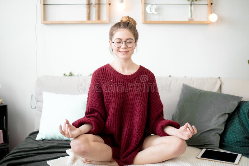 Active Young Girl Thinking about Positive Things Stock Image - Image of ...