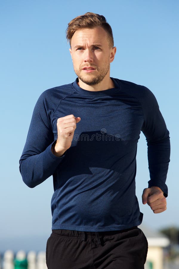 Active Young Sports Man Running Outdoors Stock Photo - Image of happy ...